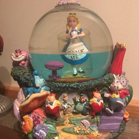 Disney | Other | Alice In Wonderland Music Box Snow Globe All In A ...